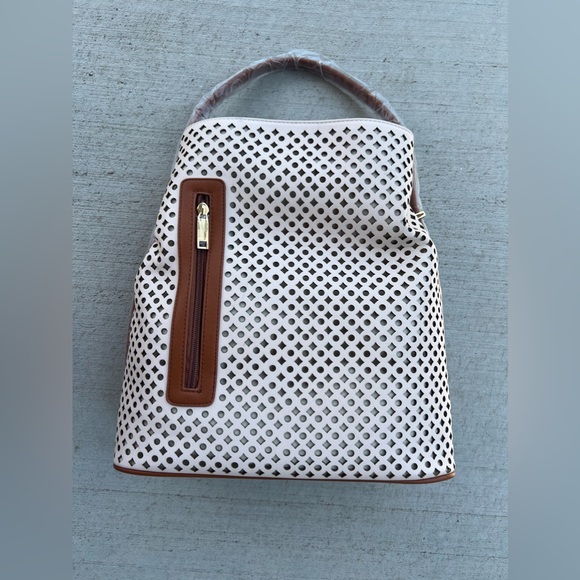 SAMOE | Bags | Samoe Handbag Shopper Beige Cream Faux Leather | Poshmark